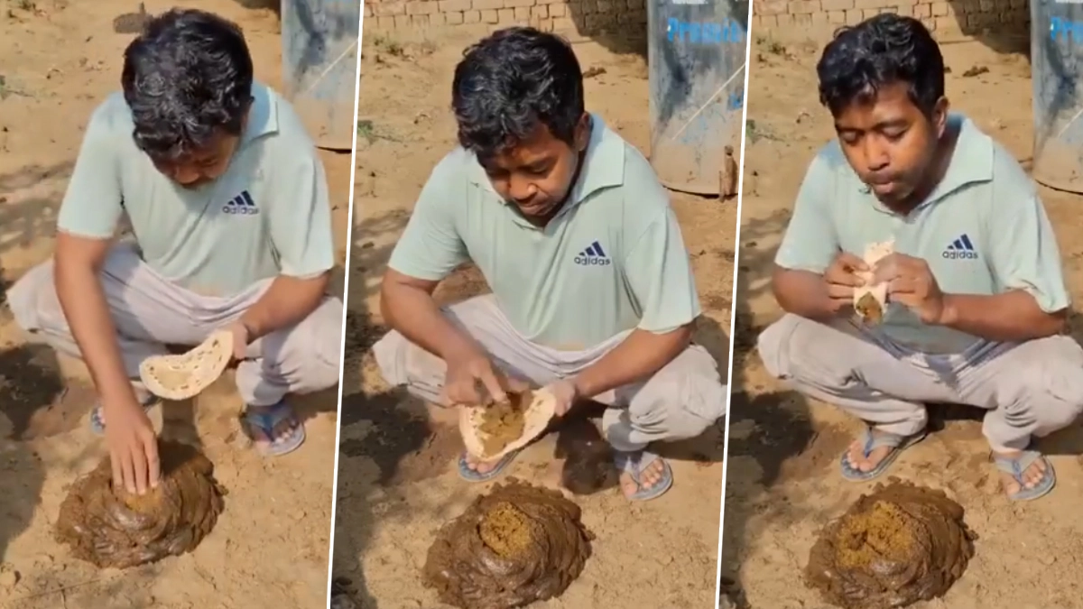 Man Eating Cow Dung: रोटी में गोबर लगाकर खाते हुए शख्स का क्लिप वायरल ...